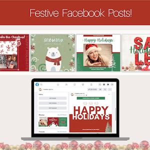 Christmas Facebook Post Templates. Happy Holiday Canva | Etsy