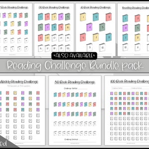 100 Book Challenge Printable, Reading Challenge BUNDLE, 100 Books, Kids ...