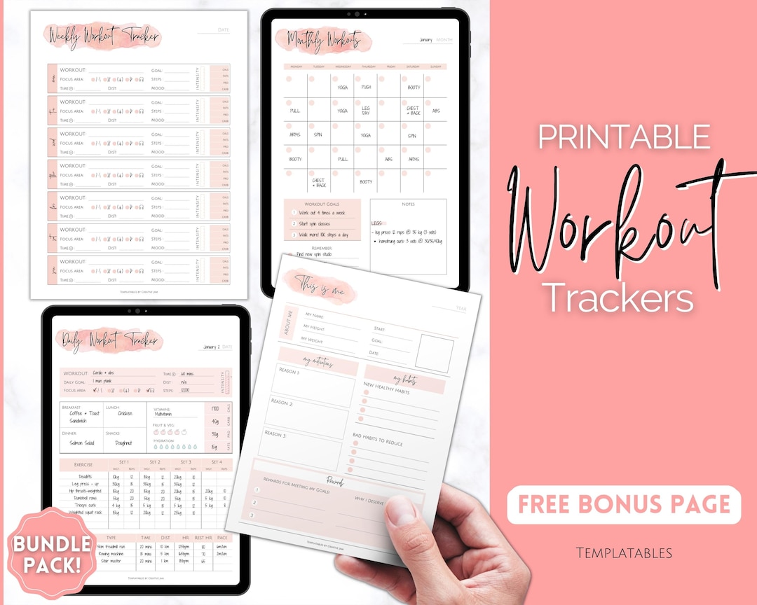 Workout Planner, Fitness Journal, Exercise Tracker, Printable Weight ...