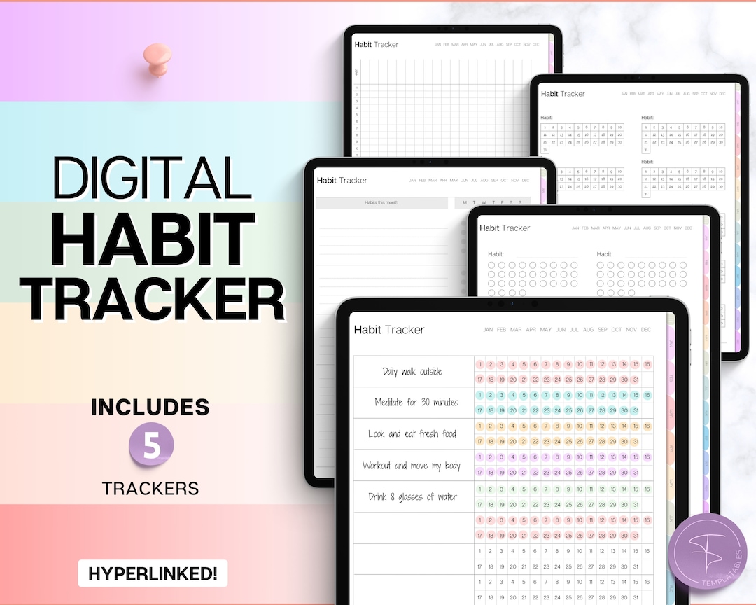 Digital Habit Tracker, Goodnotes Digital Planner, iPad Planner, Daily ...