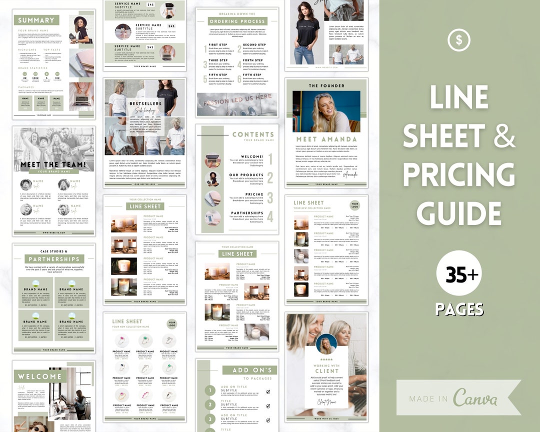 Line Sheet Template, Editable Wholesale Catalog, Pricing & Services ...