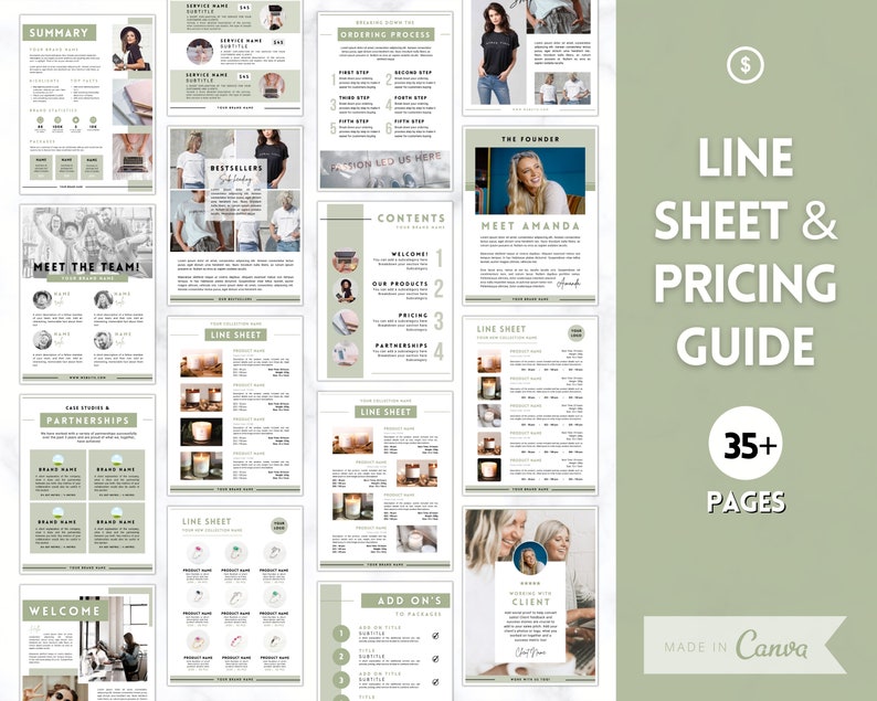 Line Sheet Template, Editable Wholesale Catalog, Pricing & Services ...