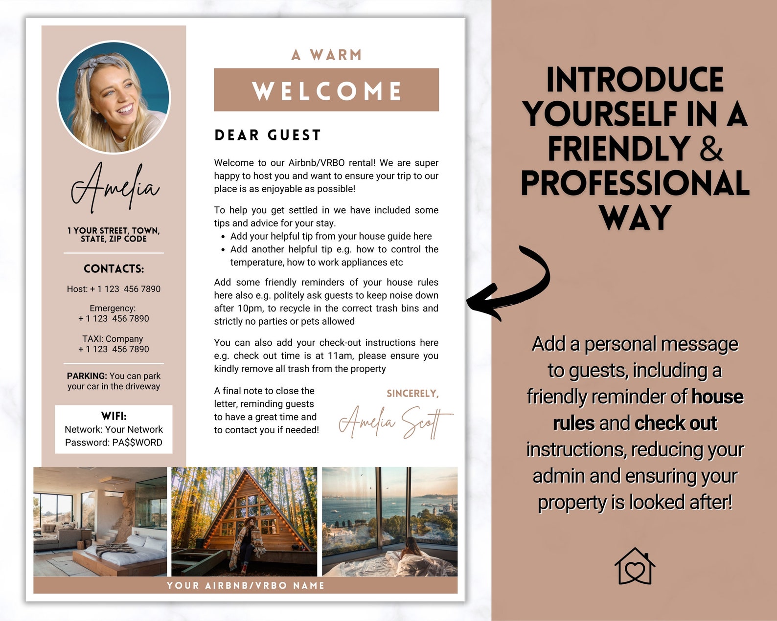 Welcome LETTER Template Airbnb & VRBO Editable Canva Air Bnb - Etsy UK