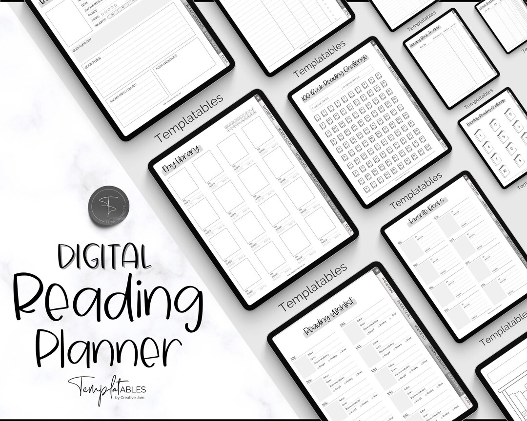 Digital Reading Planner, Digital Book Journal, Digital Reading Journal ...