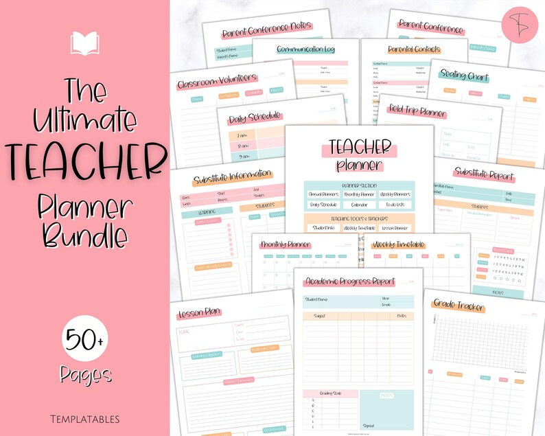 Teacher Planner Printable BUNDLE Homeschool Teacher Academic - Etsy