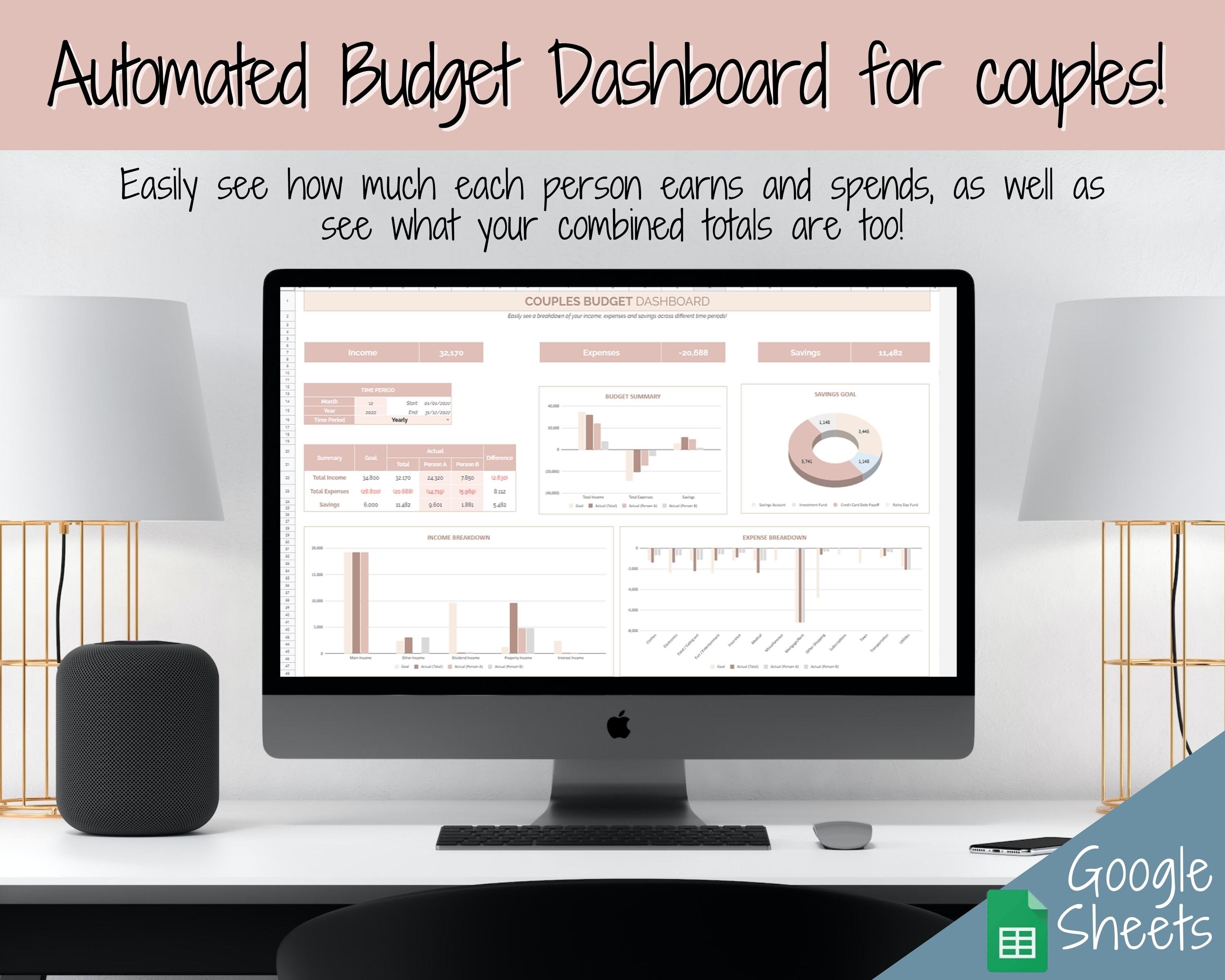 COUPLES Budget Planner! Google Sheets Budget Spreadsheet, Monthly ...