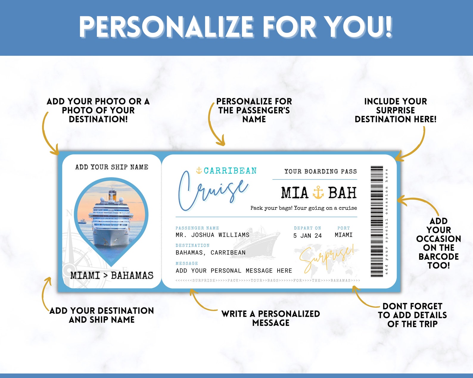 EDITABLE Cruise Ticket Template, CRUISE Boarding Pass, Cruise Ticket ...