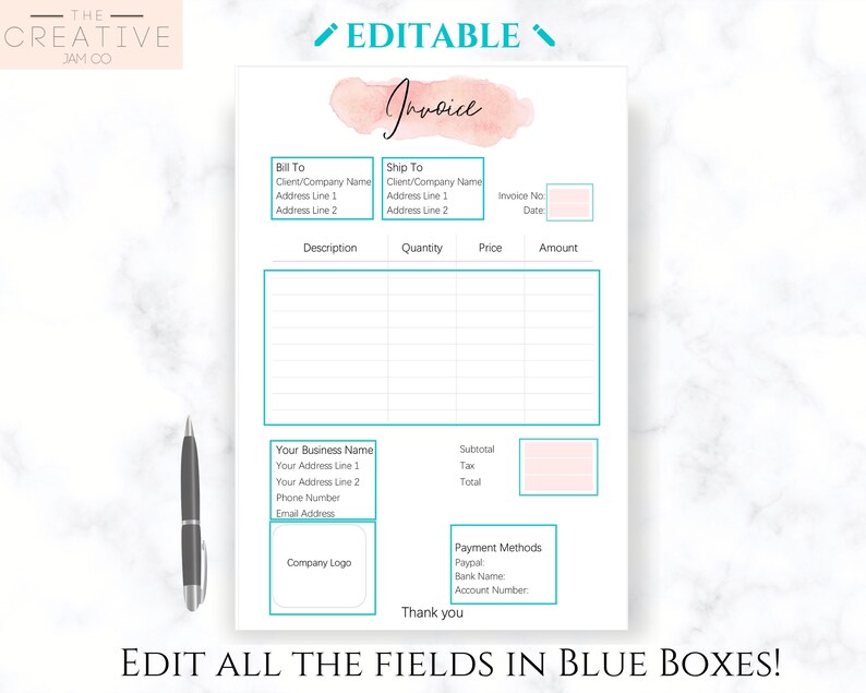 INVOICE Template & ORDER FORM Editable. Custom Receipt - Etsy UK