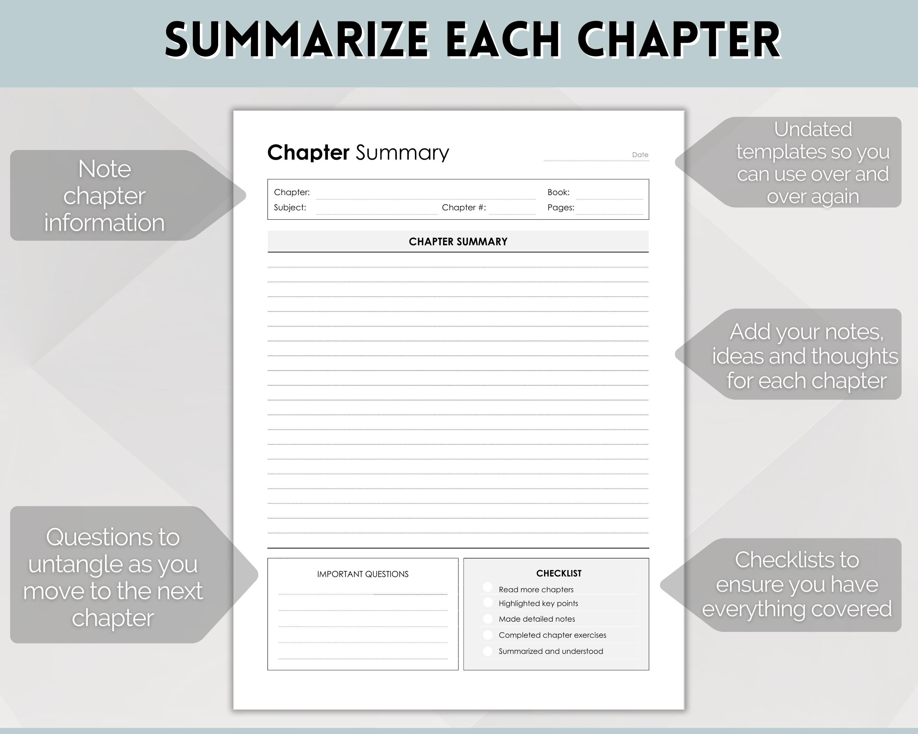 EDITABLE Chapter Summary Template Study Guide Textbook Etsy UK editable-chapter-summary-template-study-guide-textbook-etsy-uk