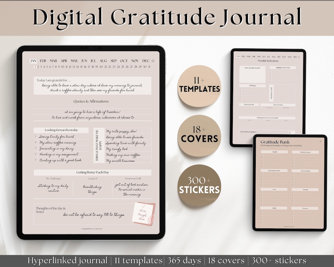 Digital Gratitude Journal, Daily Mindfulness Journal, Goodnotes Digital ...