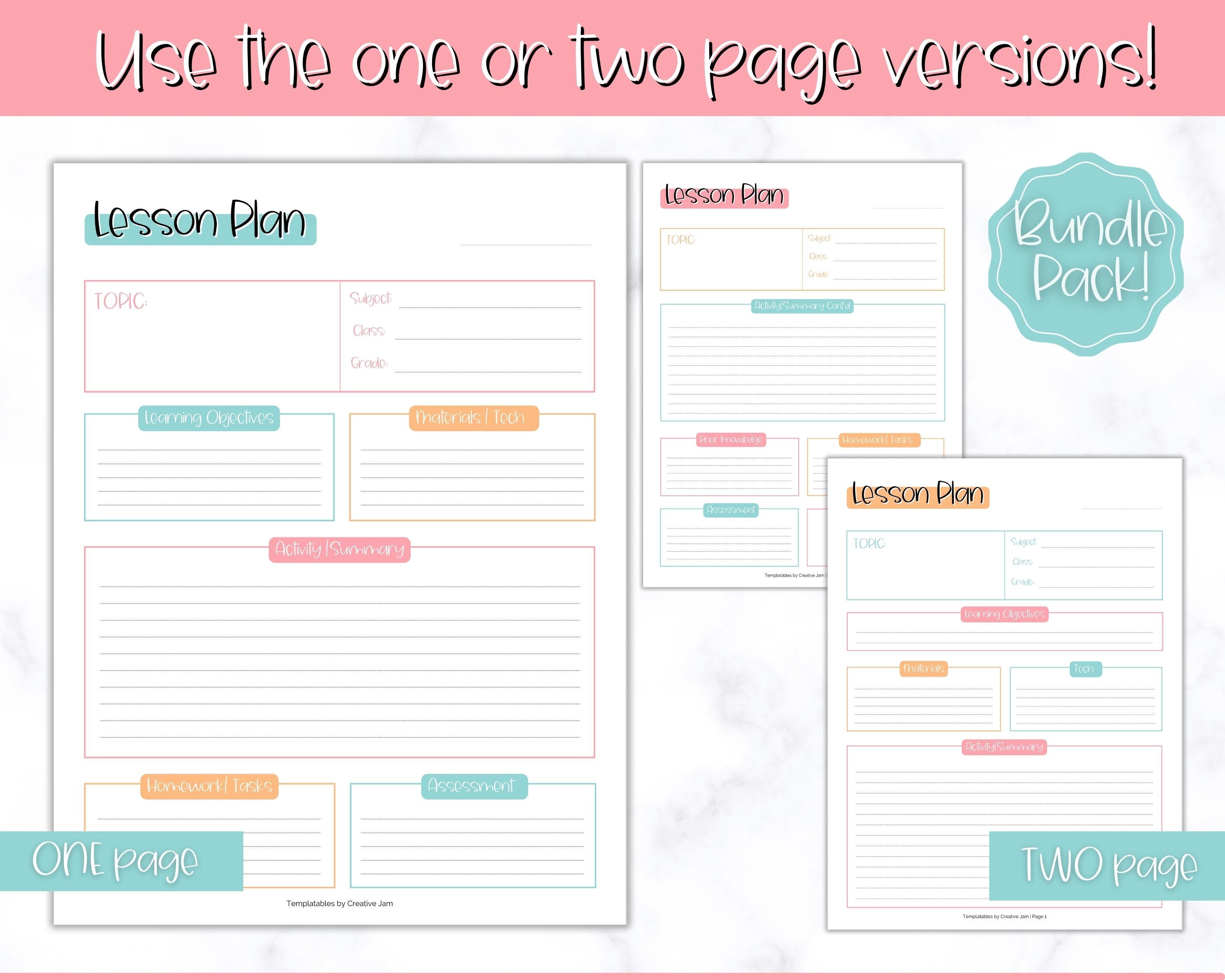Lesson Plan Template Lesson Planner Printable Homeschool - Etsy UK
