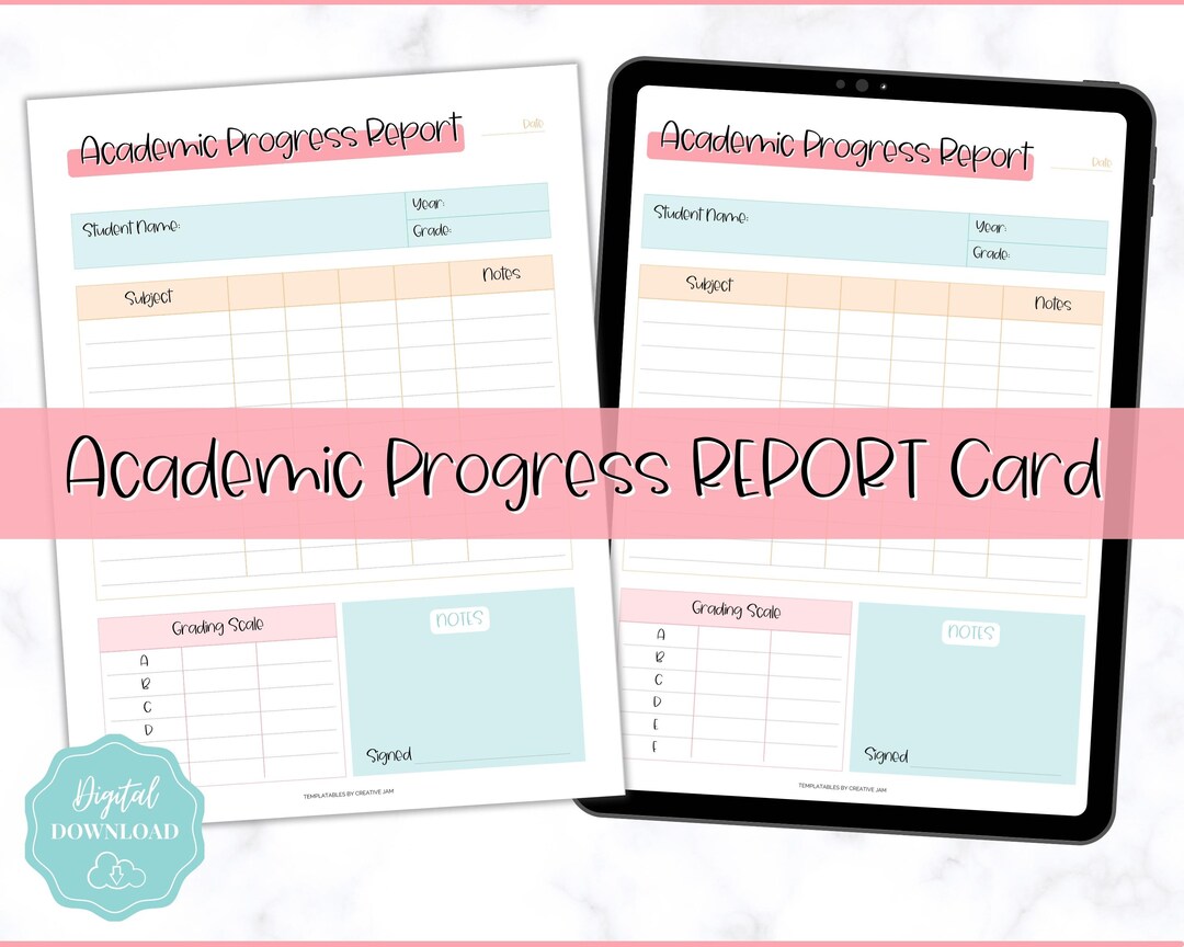 Homeschool Report Card, Printable Progress Report, Home School Academic ...