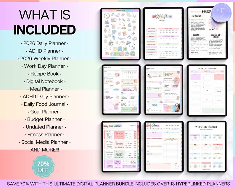 COLORFUL Digital Planner BUNDLE! 2026 Goodnotes Daily Weekly Planner ...