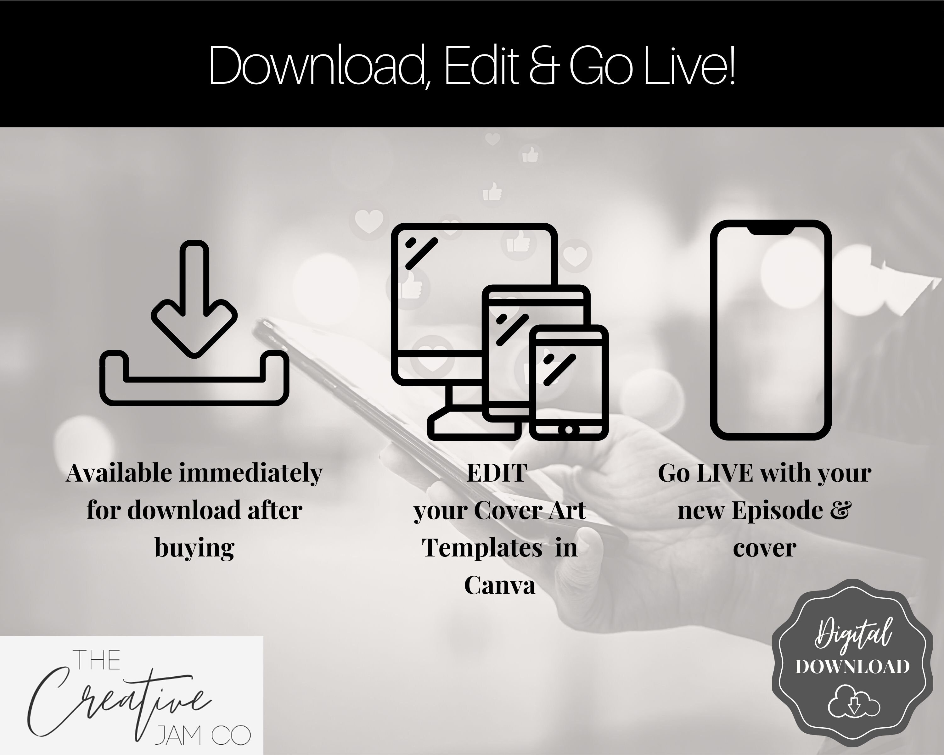 10 Editable Podcast Cover Art Templates. Podcast Canva BUNDLE. Pod Cast ...
