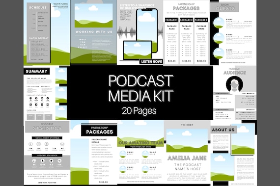 Podcast MEDIA KIT Template Editable Canva Press Kit Business | Etsy
