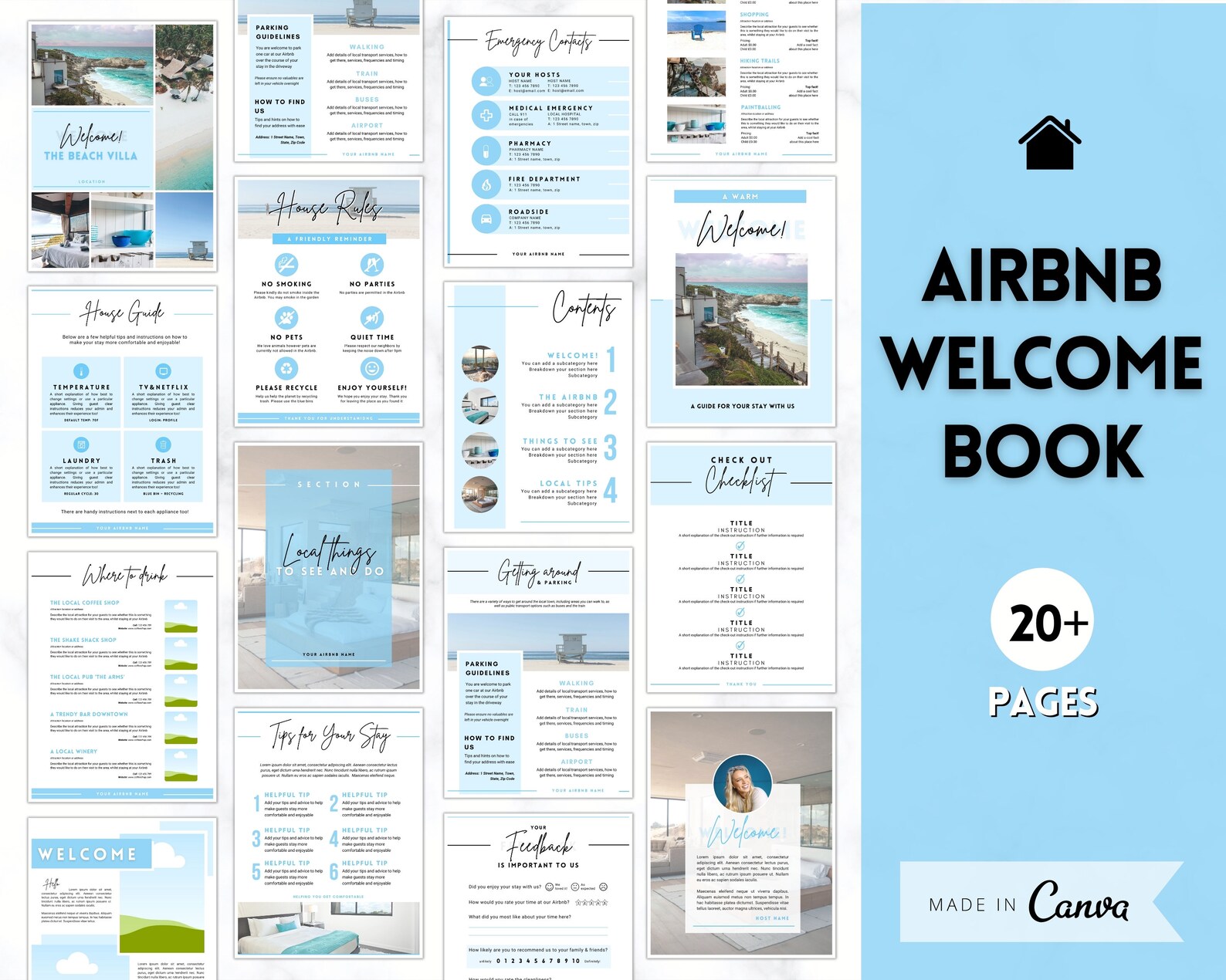 Airbnb Welcome Book Template Editable Canva Welcome Guide | Etsy