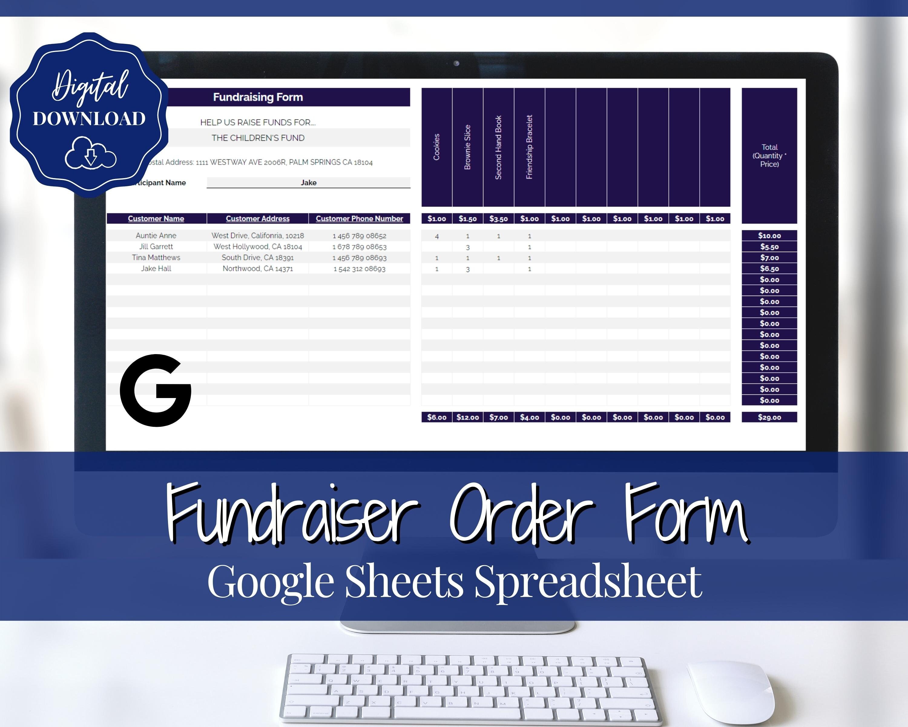 EDITABLE Fundraiser Order Form Automated Charitable Donation | Etsy