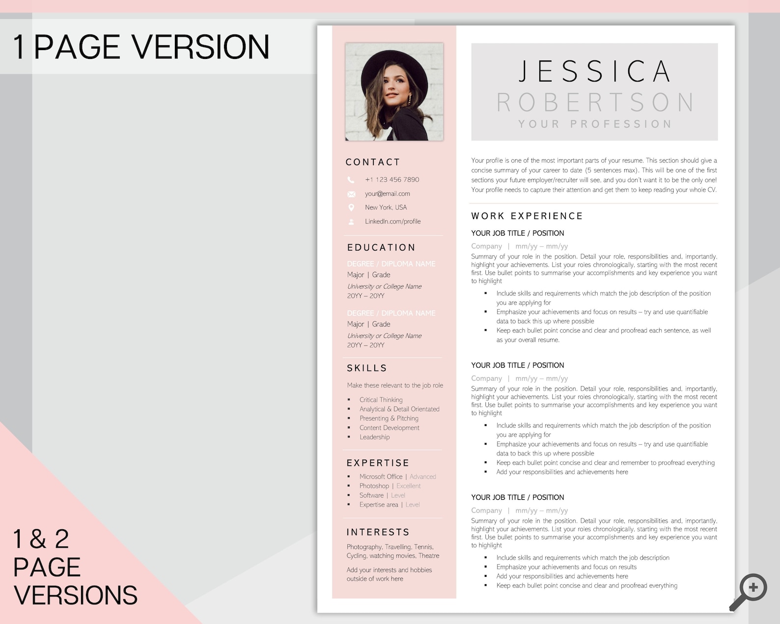 2 Page Resume Template Word. CV Template Professional CV - Etsy UK