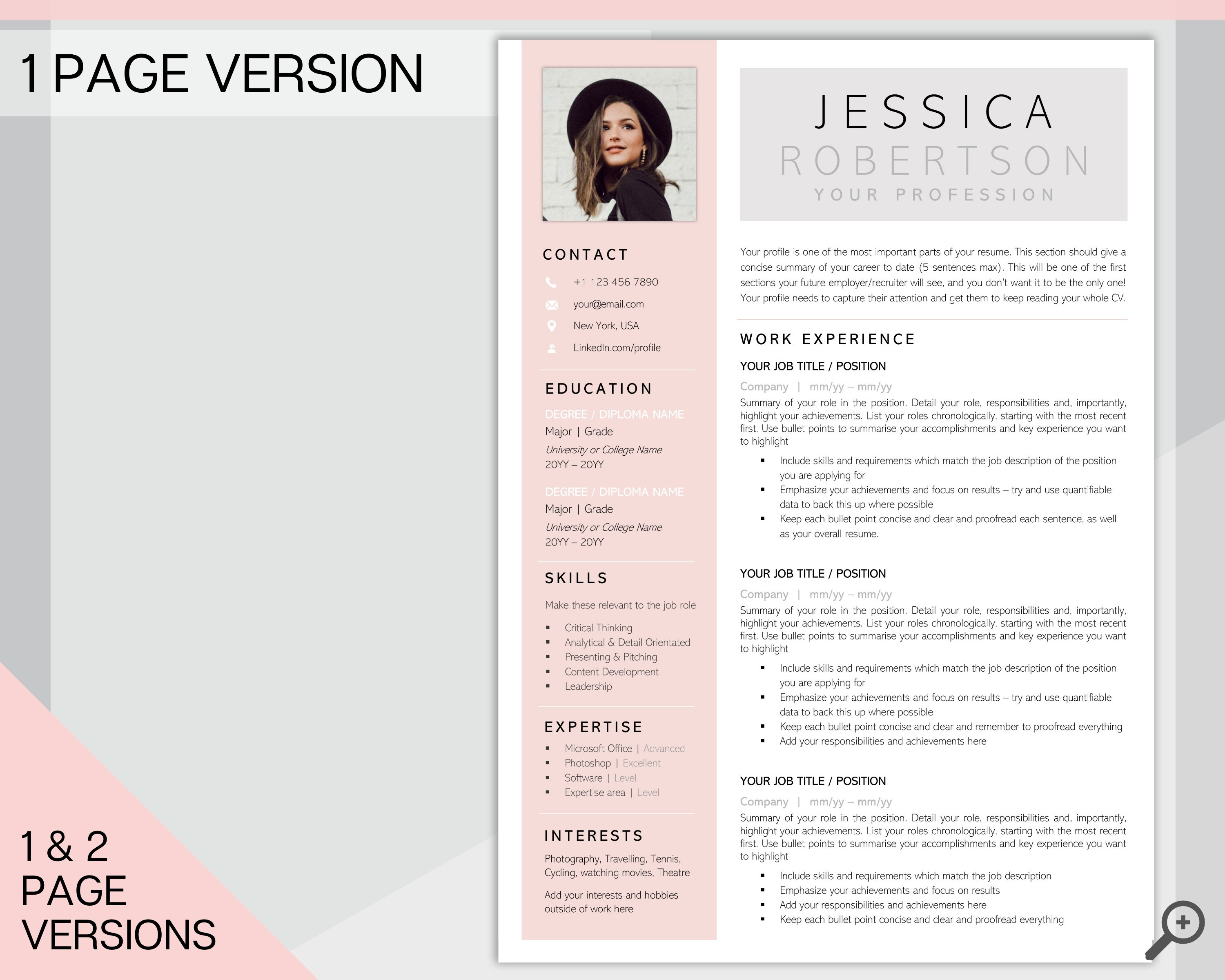 2 Page Resume Template Word. CV Template Professional CV - Etsy UK