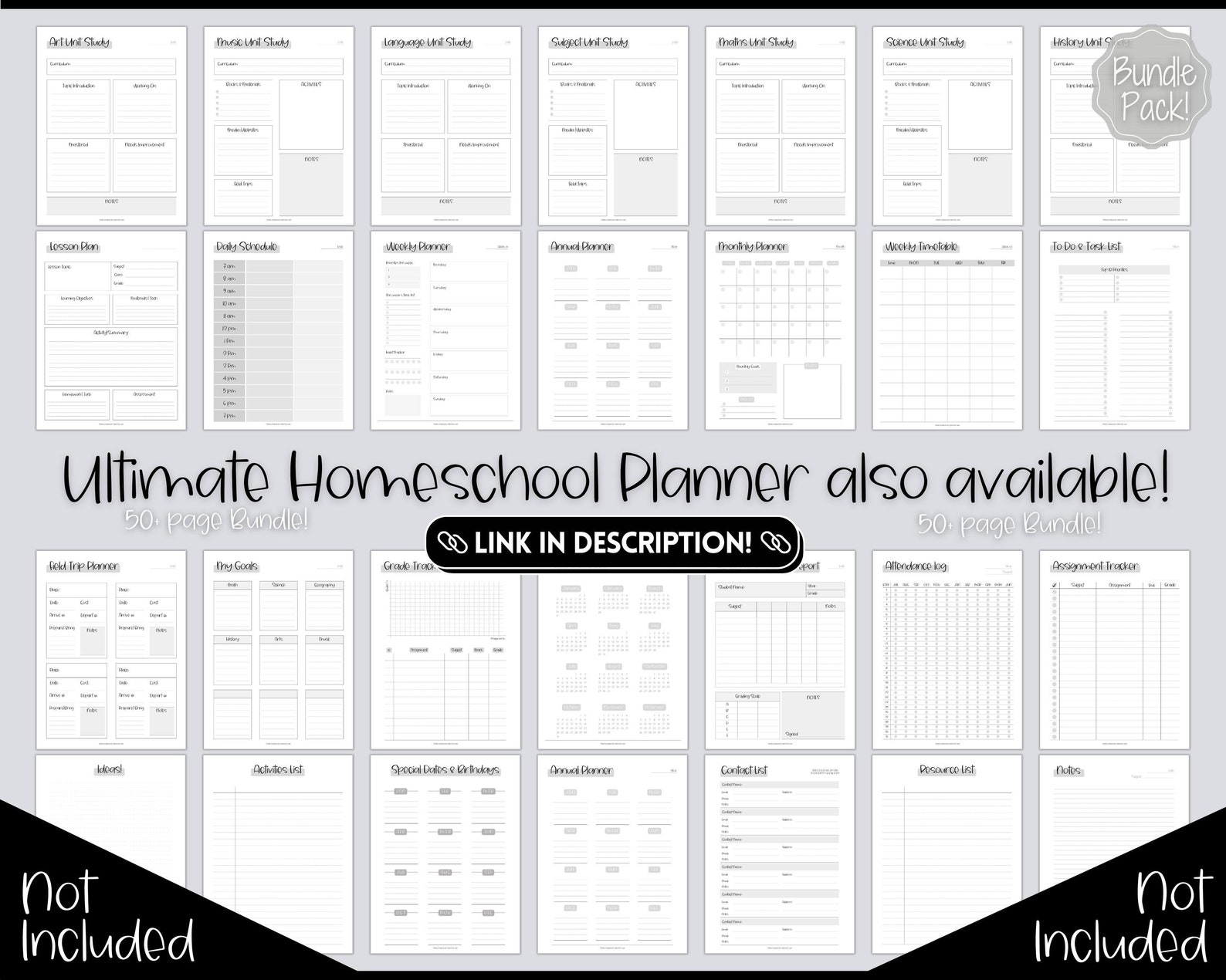 UNIT STUDY Template Printable Homeschool Planner Home School - Etsy