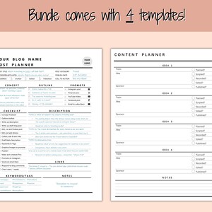 EDITABLE Blog Post Planner Templates! Blogger Bundle! Blog Planner ...