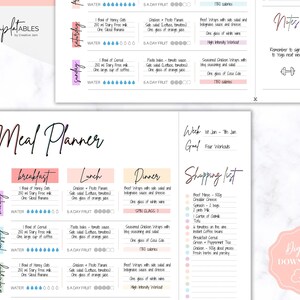 Colorful Meal Planner Printable, Weekly Food Diary, Meal Tracker, Food ...