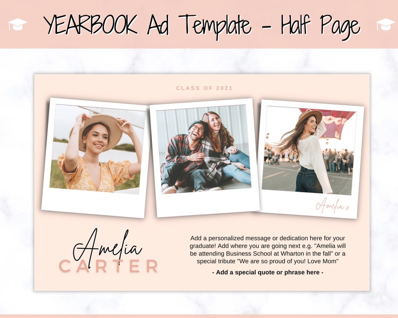 Yearbook AD Template Senior & High School Graduation Grad - Etsy