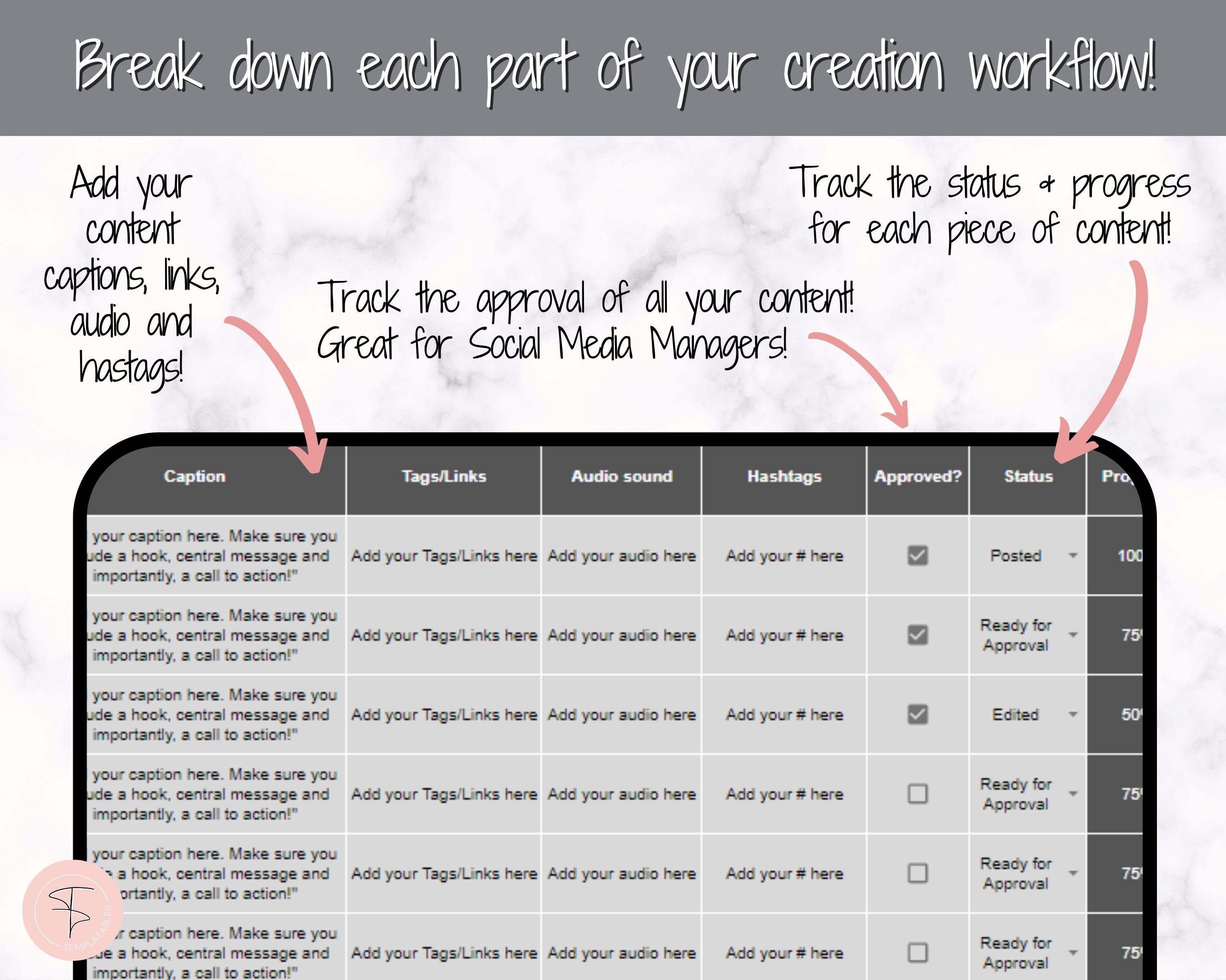 30 Day Content Calendar, Editable Social Media Planner, Google Sheets ...