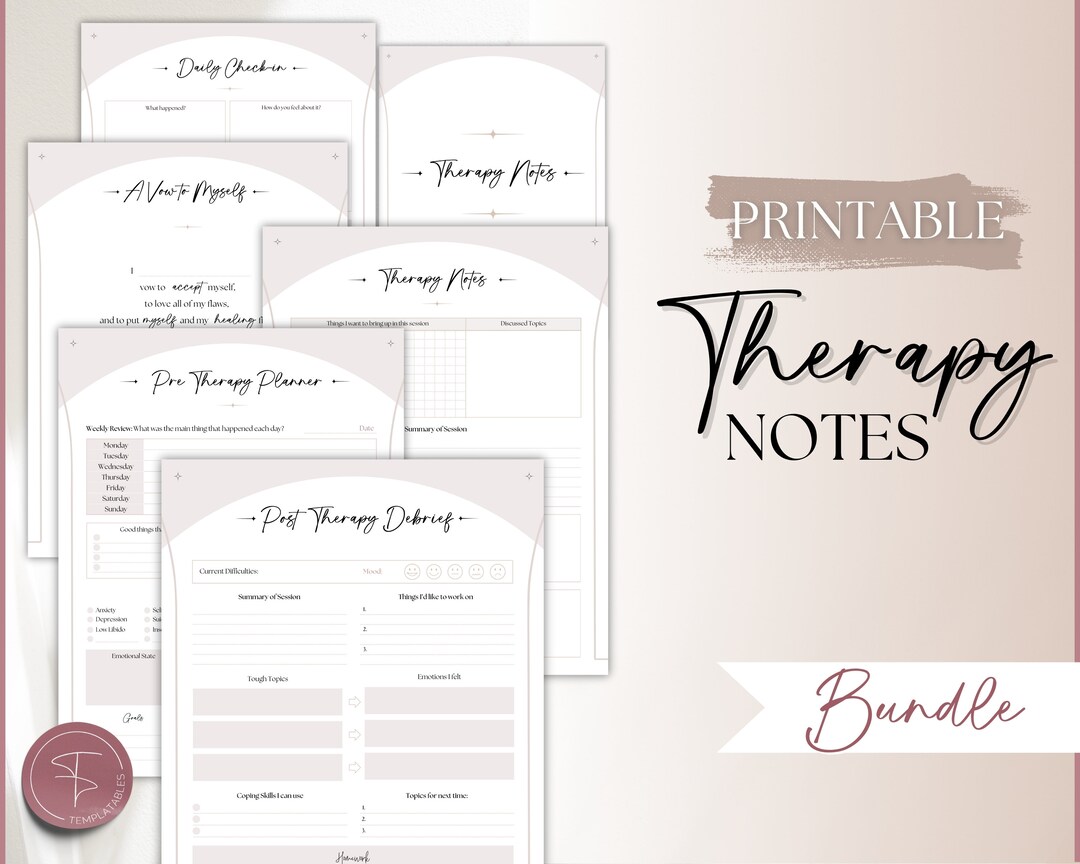 Therapy Notes, Therapy Progress Notes, Therapy Session Notes, Mental ...