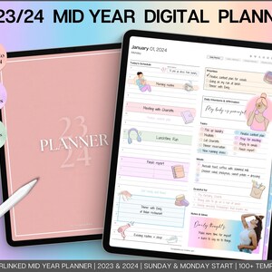 Mid Year Digital Planner, 2023 - 2024 Digital Planner, Midyear, 2023 ...