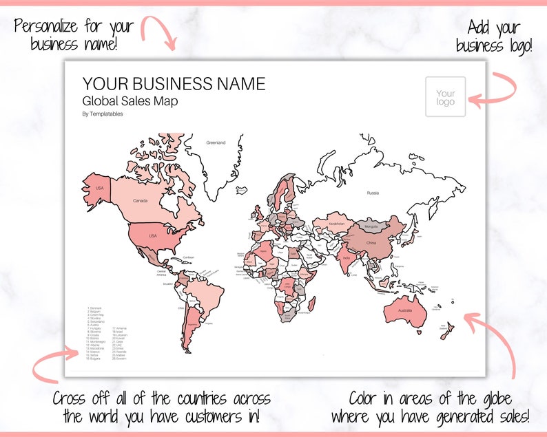 EDITABLE GLOBAL Sales Map Etsy World Sales Tracker Business - Etsy