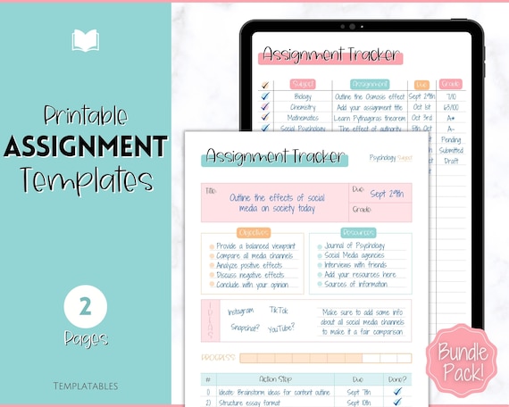 Assignment Planner BUNDLE Printable Assignment Tracker for - Etsy