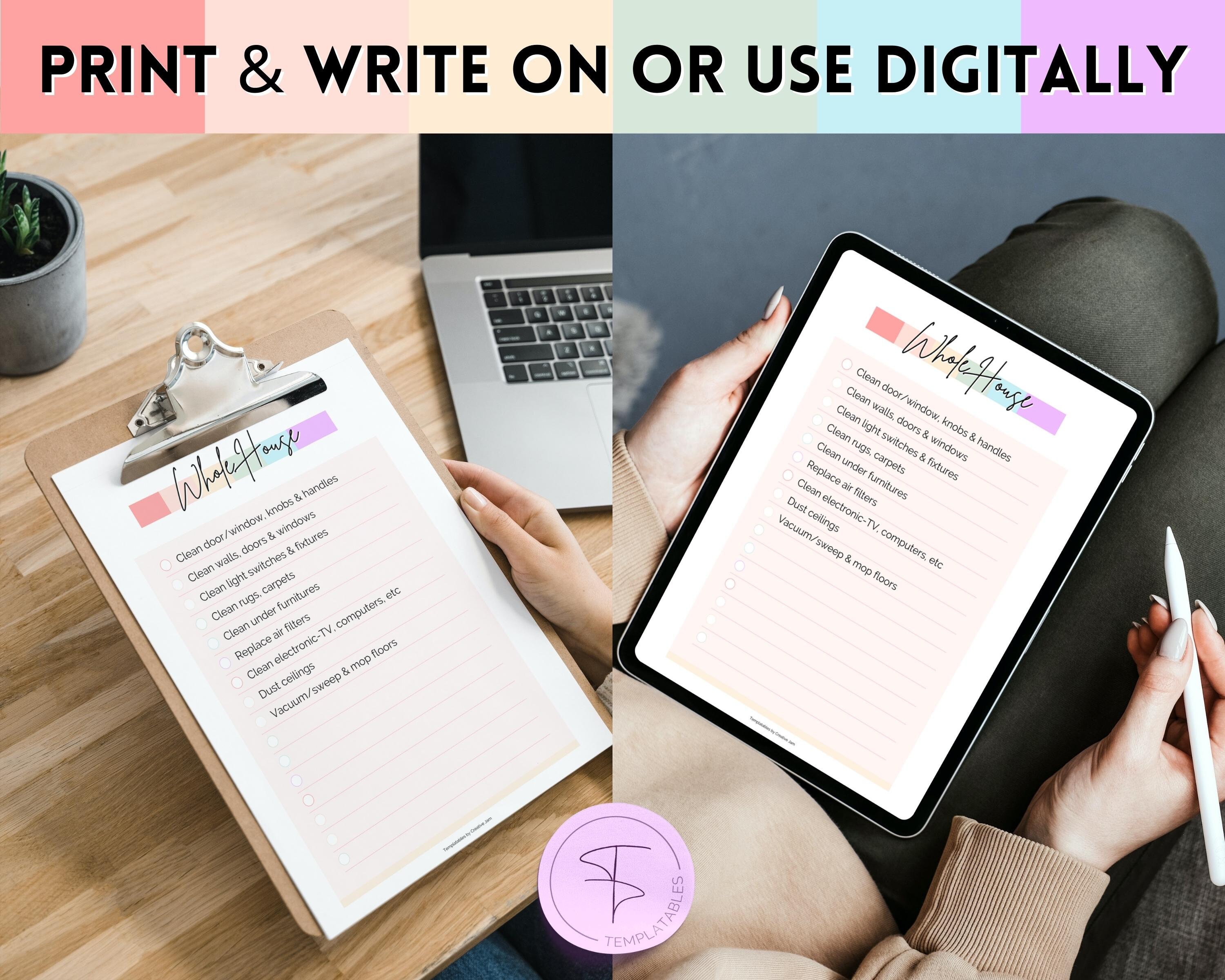 Room by Room Cleaning Cards, Printable Family & Kids Cleaning Checklist ...