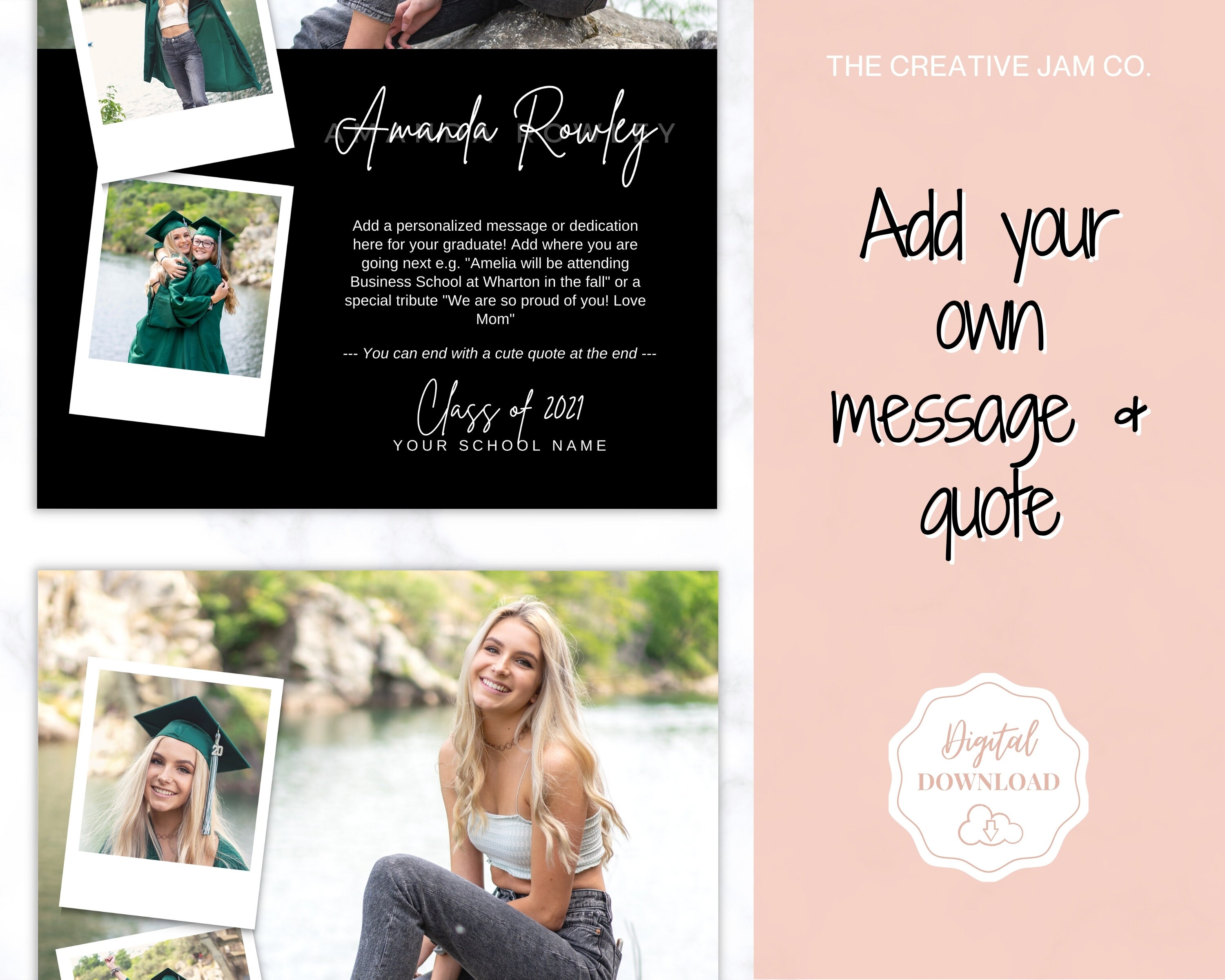 Grad Announcement Card Template Senior & High School | Etsy