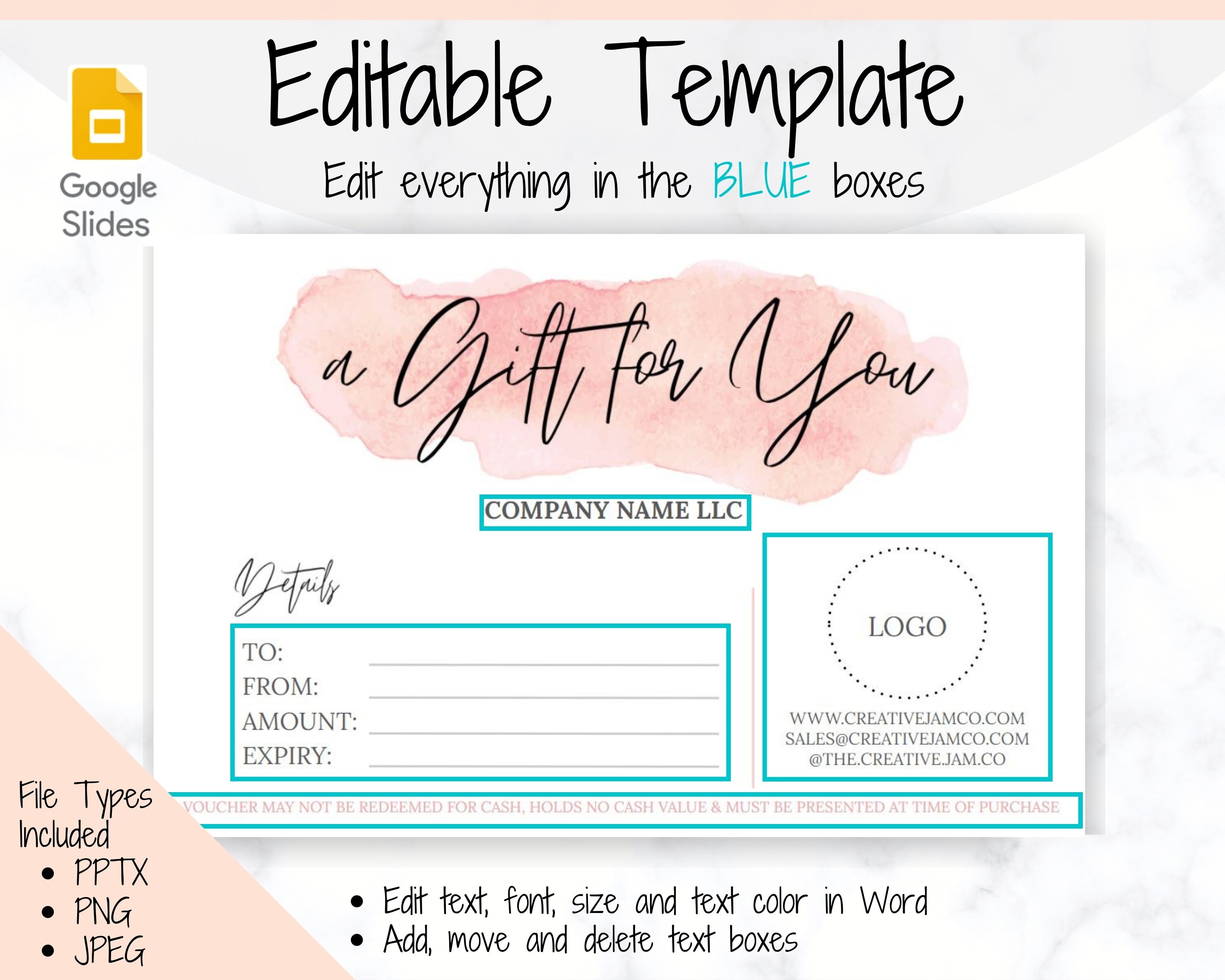 Gift Certificate Template. Editable Gift Voucher Gift Card - Etsy UK