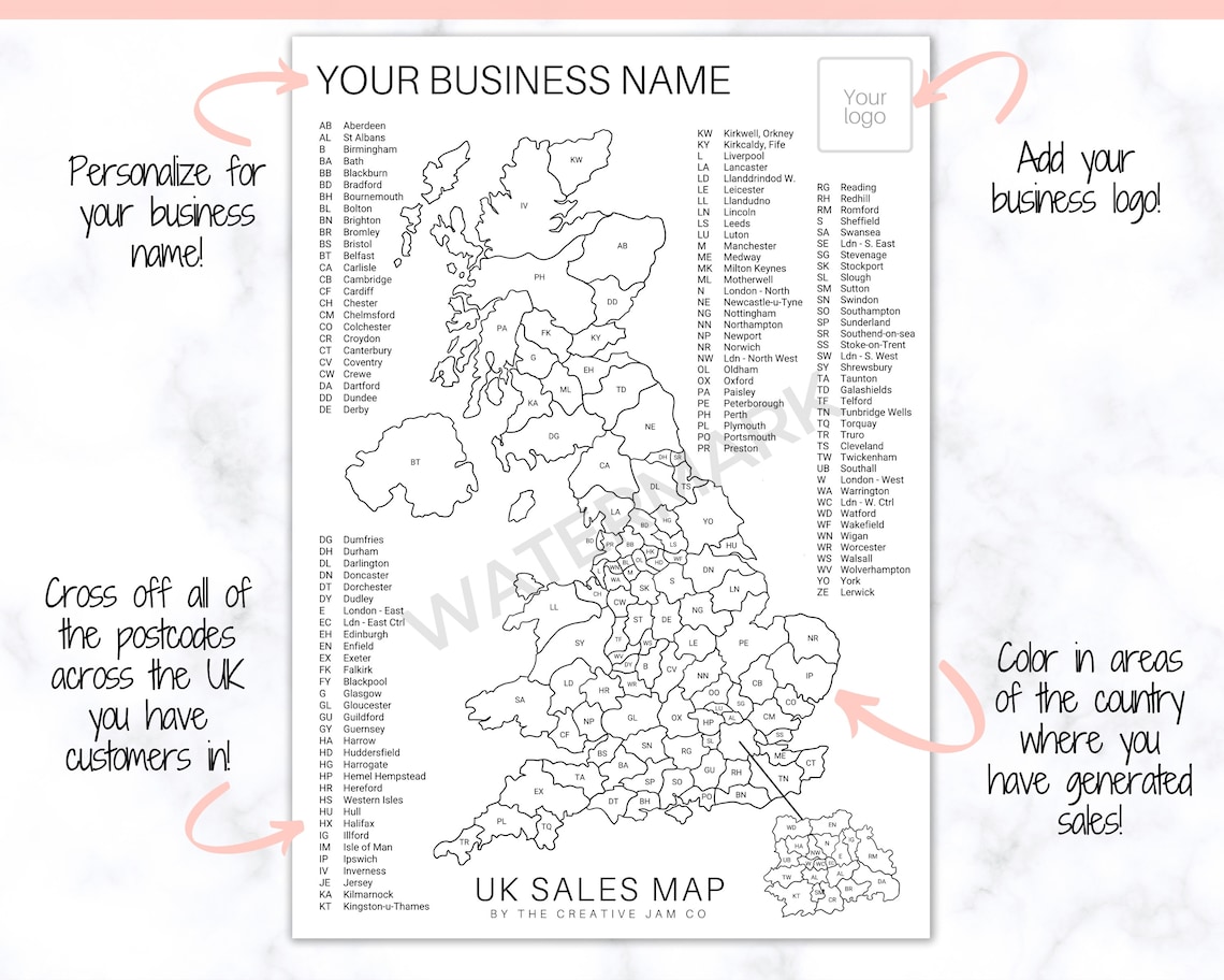 UK Sales Map Business Postcode Sales Map Colour in Map Etsy | Etsy UK