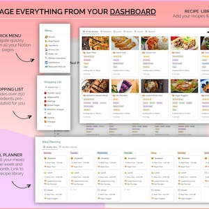 Notion Meal Planner Template, Recipe Manager, Grocery List, Digital ...