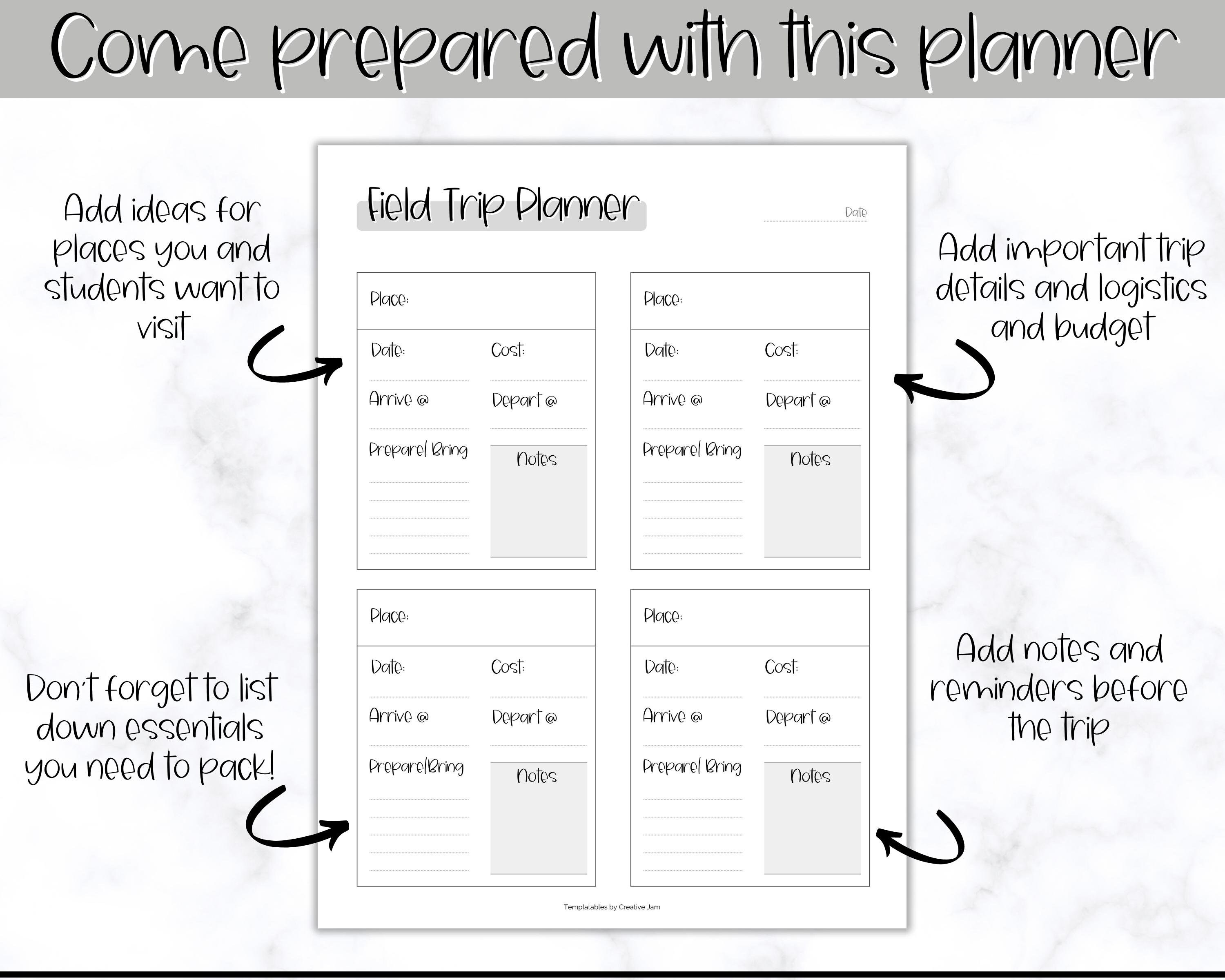 Field Trip Planner BUNDLE Printable Field Trip Log - Etsy
