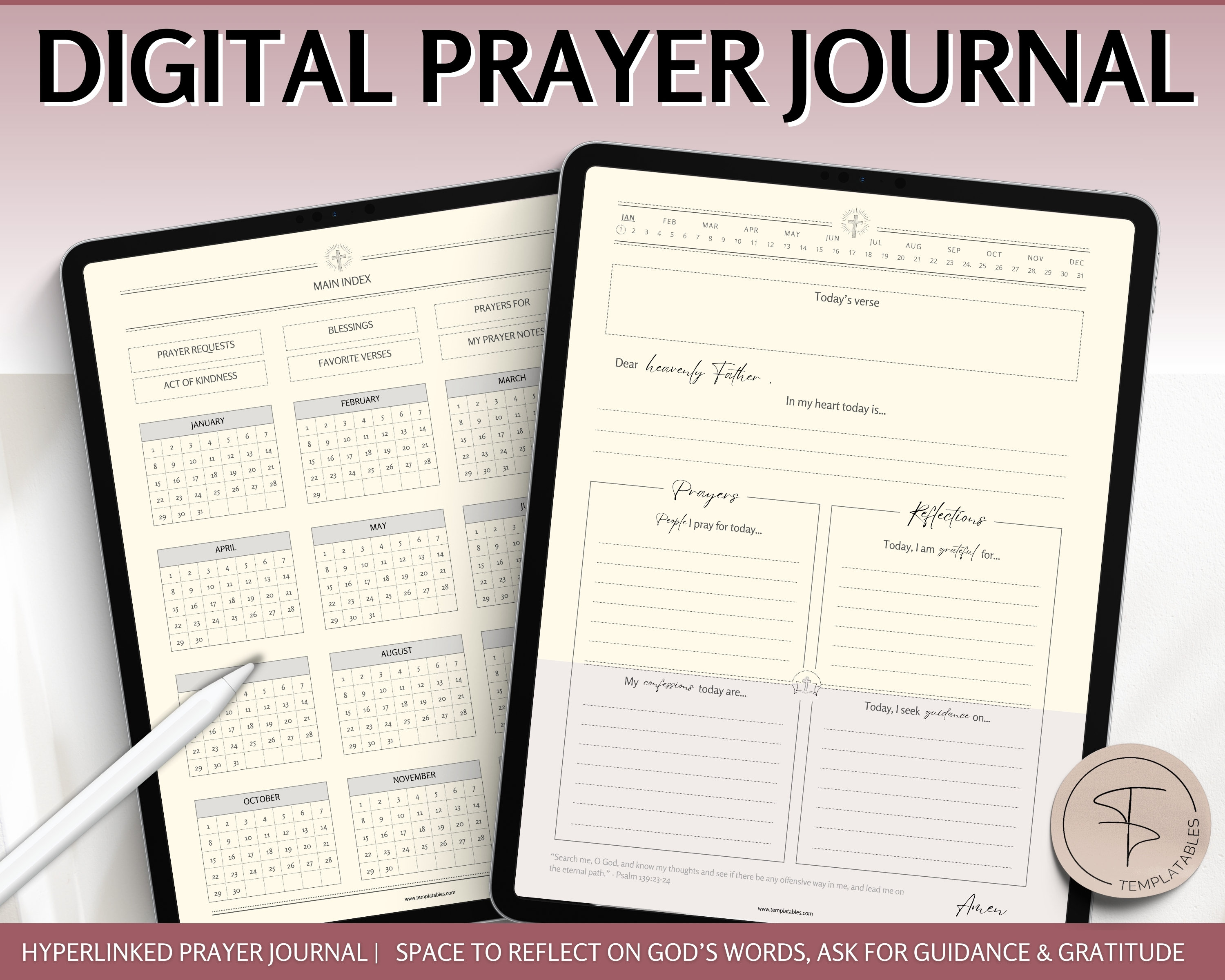 Prayer Journal, Faith Based Digital Planner, Christian Bible Study ...