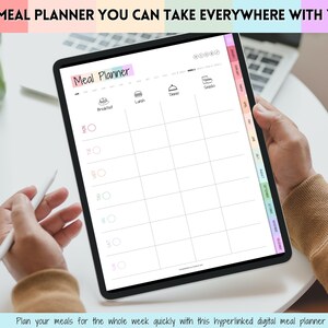 Colorful Weekly Meal Planner, Digital Meal Planner, Meal Plan Template ...