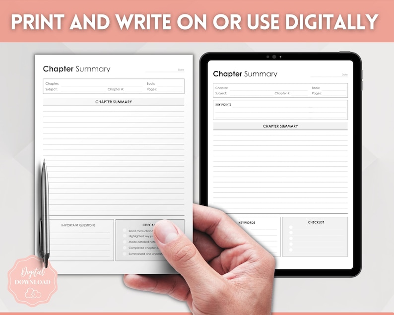 EDITABLE Chapter Summary Template Study Guide Textbook - Etsy