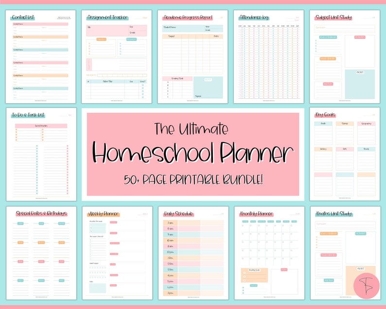 Homeschool Planner Printable Home School Teacher Academic - Etsy