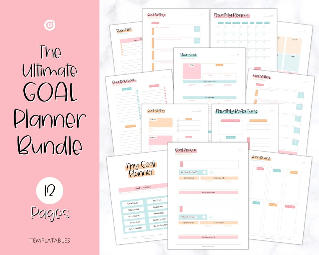 Goal Planner Printable BUNDLE, 2023 Goals Tracker, SMART Goal Setting ...
