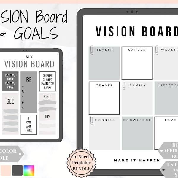 Vision Board Printables Etsy