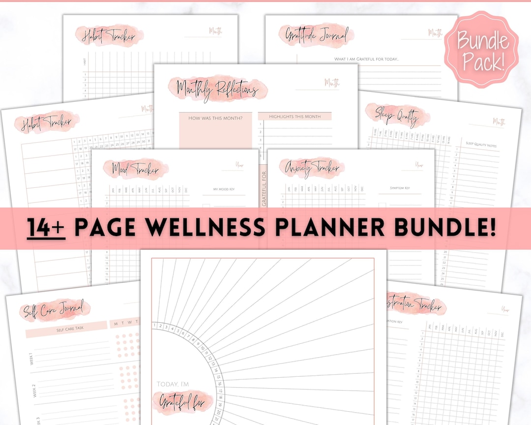 Wellness Planner BUNDLE! Self Care Journal, Printable Selfcare Tracker ...