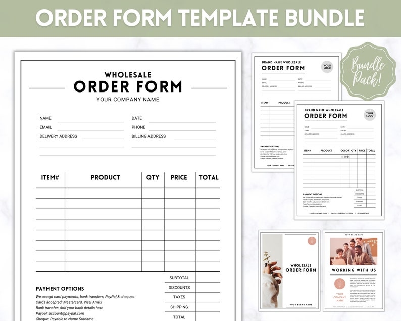 EDITABLE Wholesale Order Form Template Canva Template - Etsy