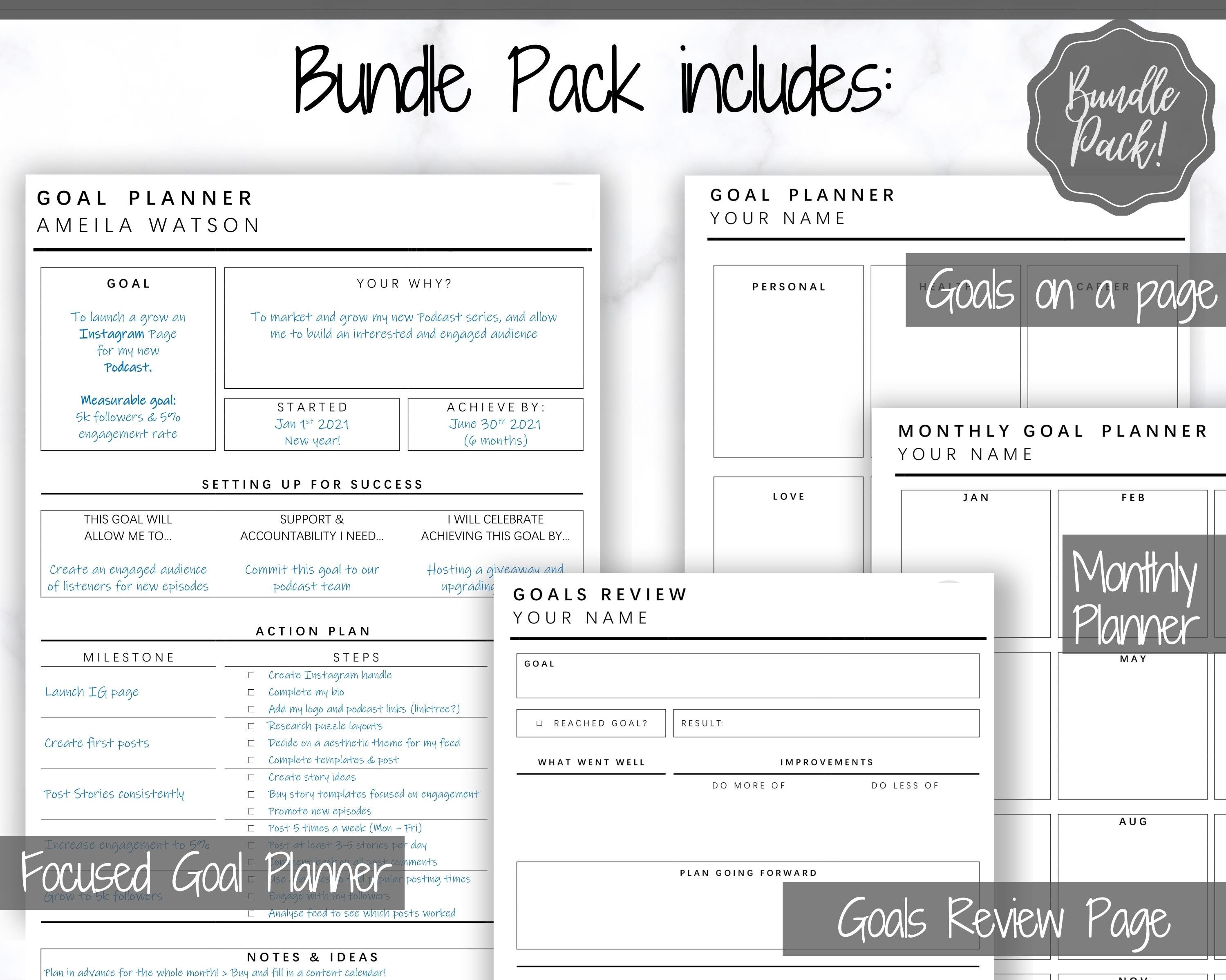 EDITABLE Goal Planner, 2024 Goals Tracker, Goal Planner Kit, 2024 New ...