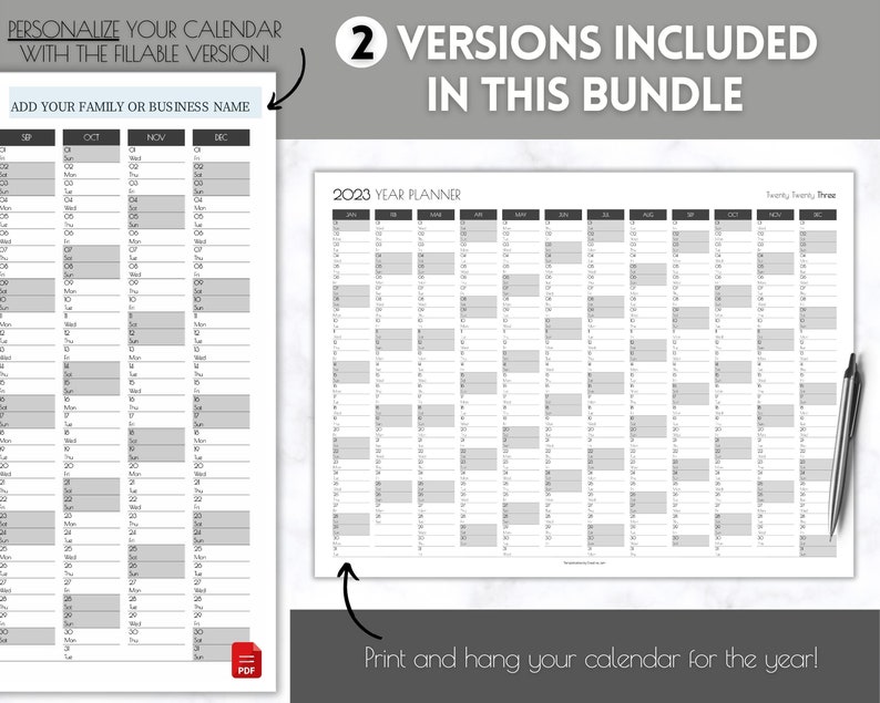 2023 Wall Calendar Printable Large Yearly Calendar - Etsy