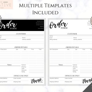ORDER FORM Invoice Template, EDITABLE Custom Receipt Template ...