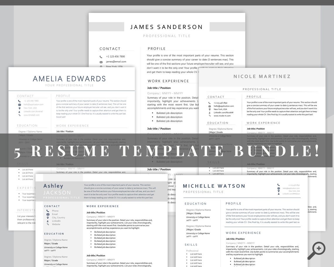 CV TEMPLATE Bundle Resume Word. Professional Resume Bundle. | Etsy UK